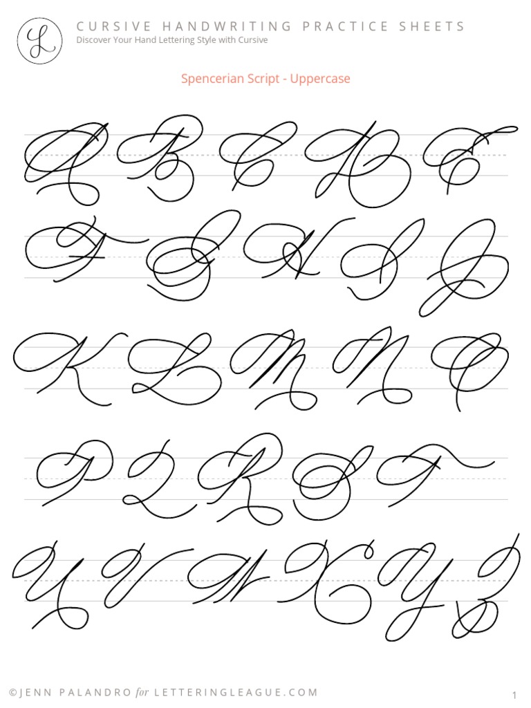 Lettering League Cursive Handwriting Practice Sheets | PDF | Western ...