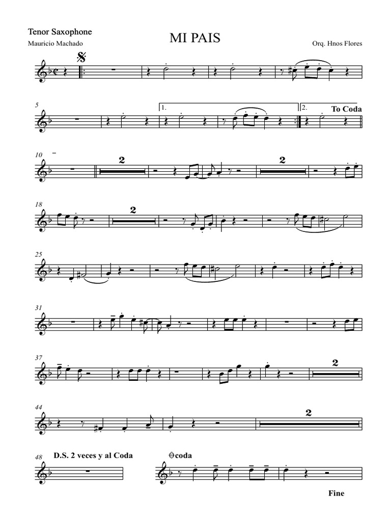 MI PAIS Tenor Saxophone | PDF