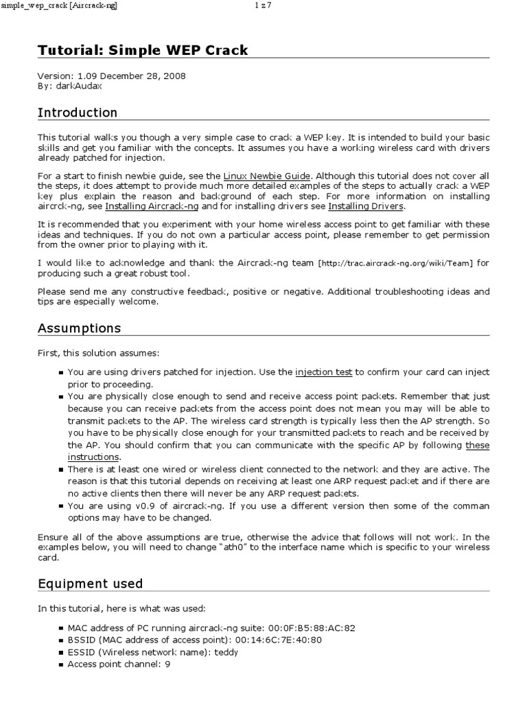 Simple Wep Crack (Aircrack-Ng) | PDF | Wireless Access Point | Computer ...