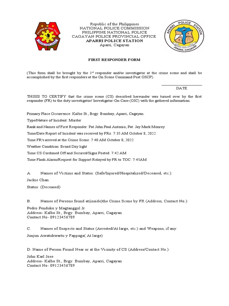 First Responder Form | PDF