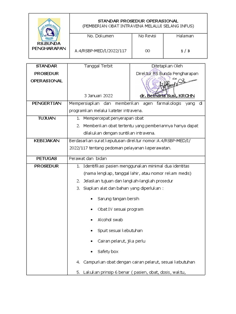 117 - Pemberian Obat Intravena Melalui Selang Infus | PDF