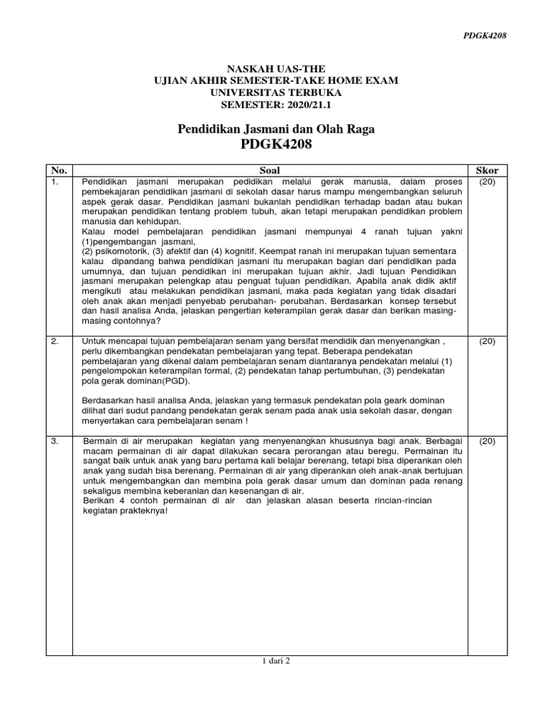 Naskah PDGK4208 The 1 | PDF