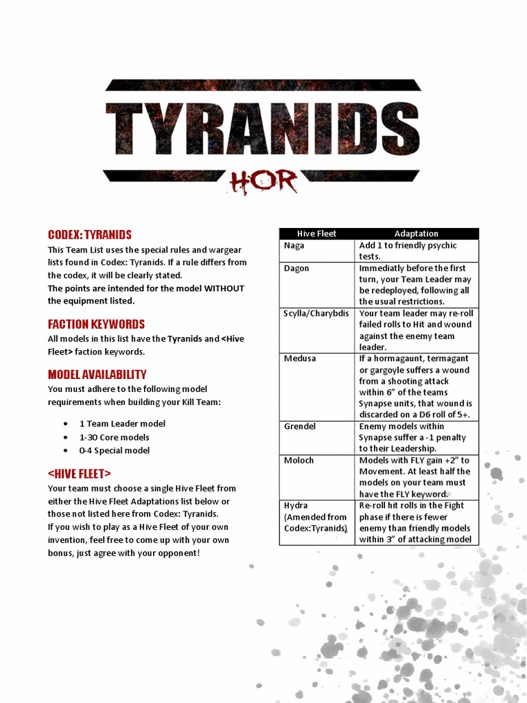 CODEX: TYRANIDS Kill Team Adaptation | PDF