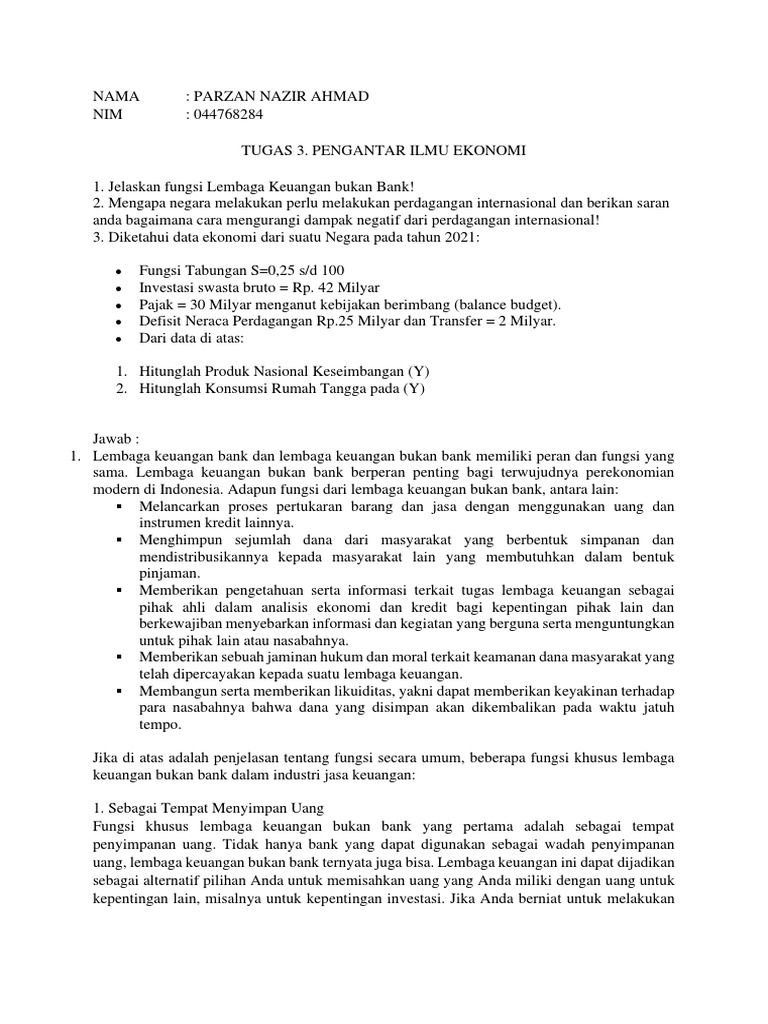 Tugas 3. Pengantar Ilmu Ekonomi | PDF