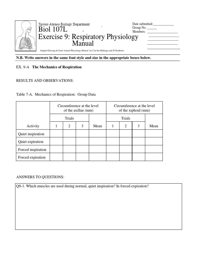107L Ex9-Respiratory Physiology Worksheet-S1-Sy2022-2023 | PDF ...