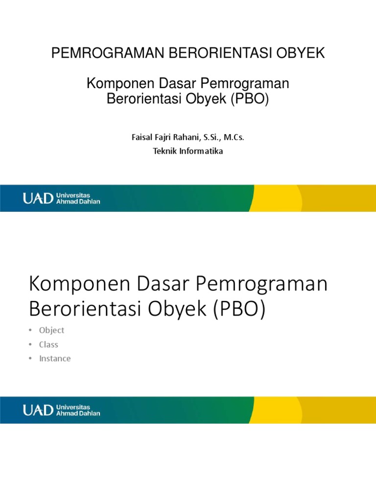 Komponen Dasar Pemrograman Berorientasi Obyek (PBO) | PDF | Karier ...