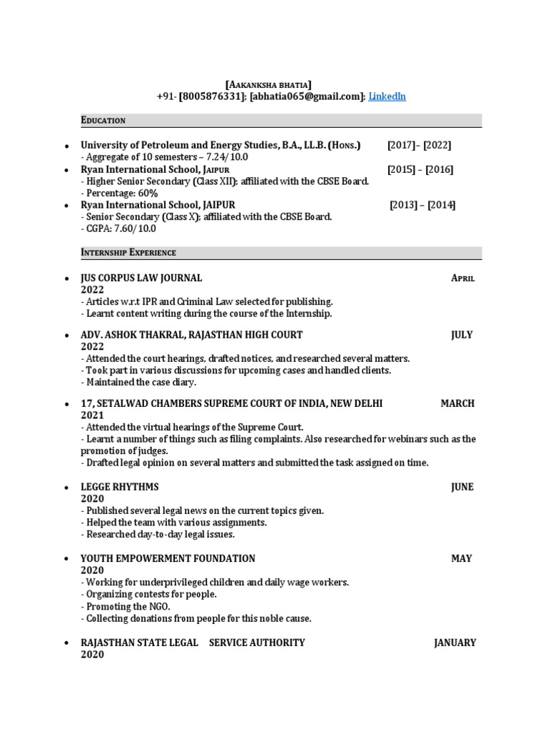 CV - Aakanksha Bhatia | PDF