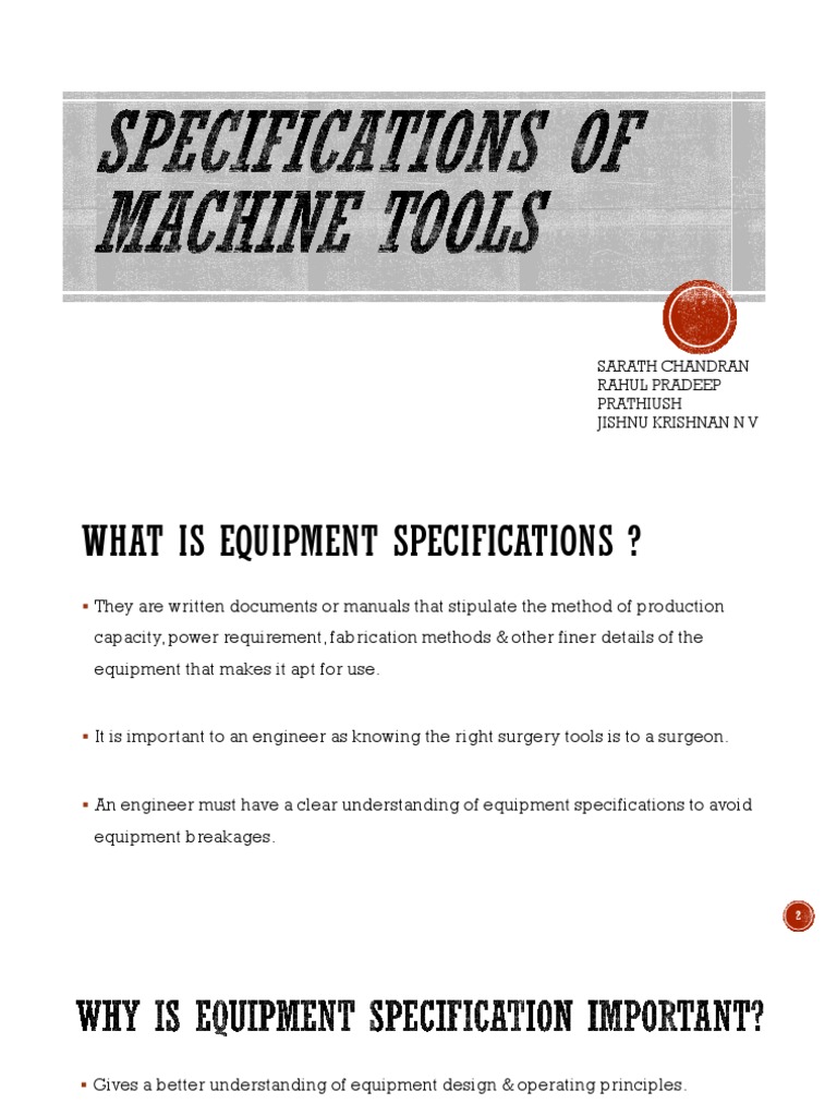 Specification of Machine Tools. | PDF | Grinding (Abrasive Cutting ...