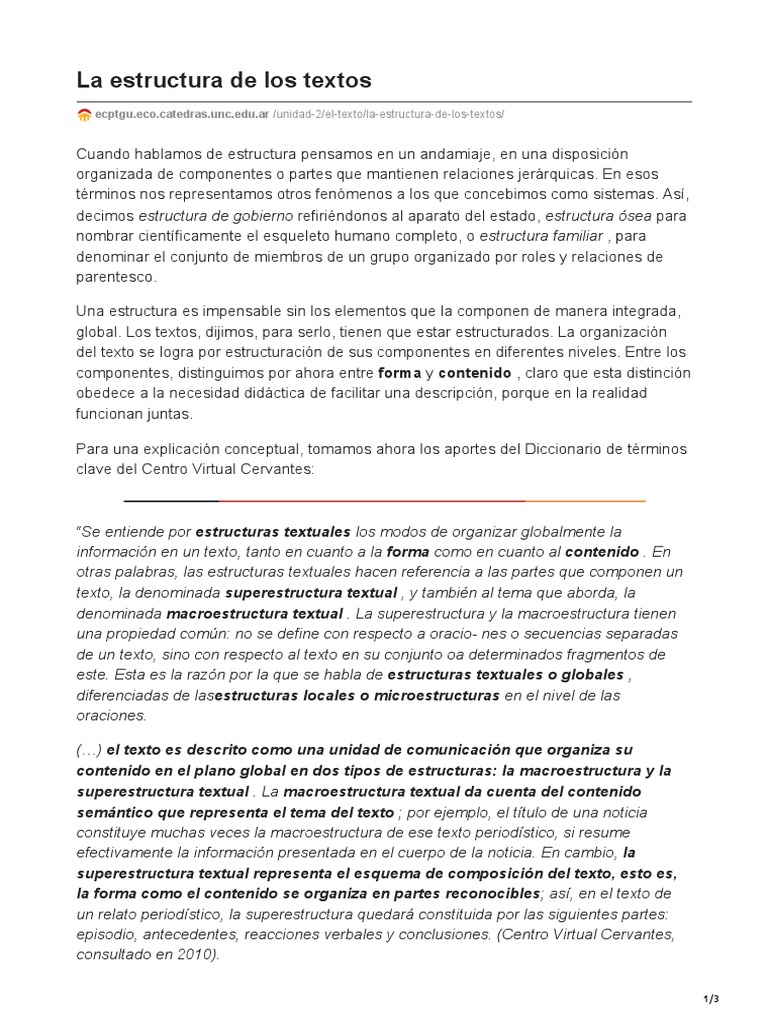 Ecptgu - Eco.catedras - Unc.edu - Ar-La Estructura de Los Textos | PDF