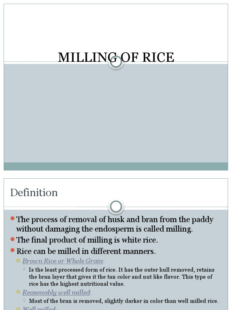 Rice Processing | PDF