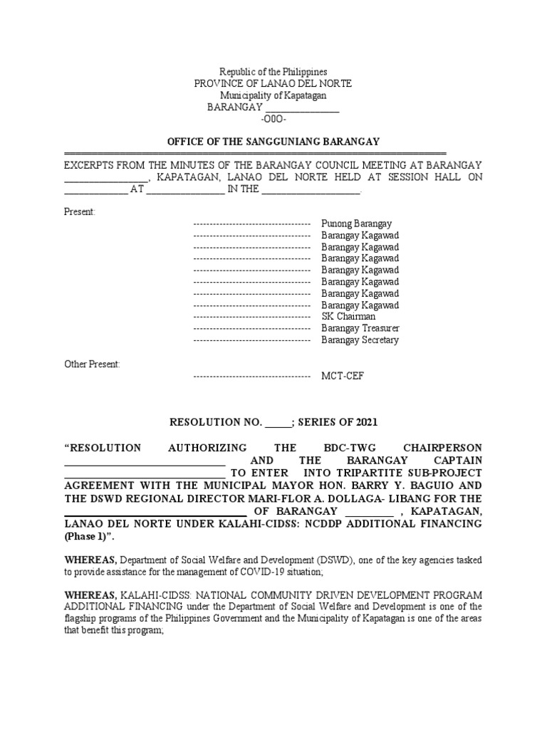 3 Brgy. Reso - Tripartite | PDF | Government | Philippines