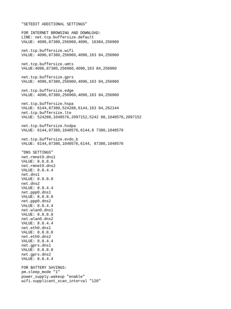 Setedit Additional Settings | PDF
