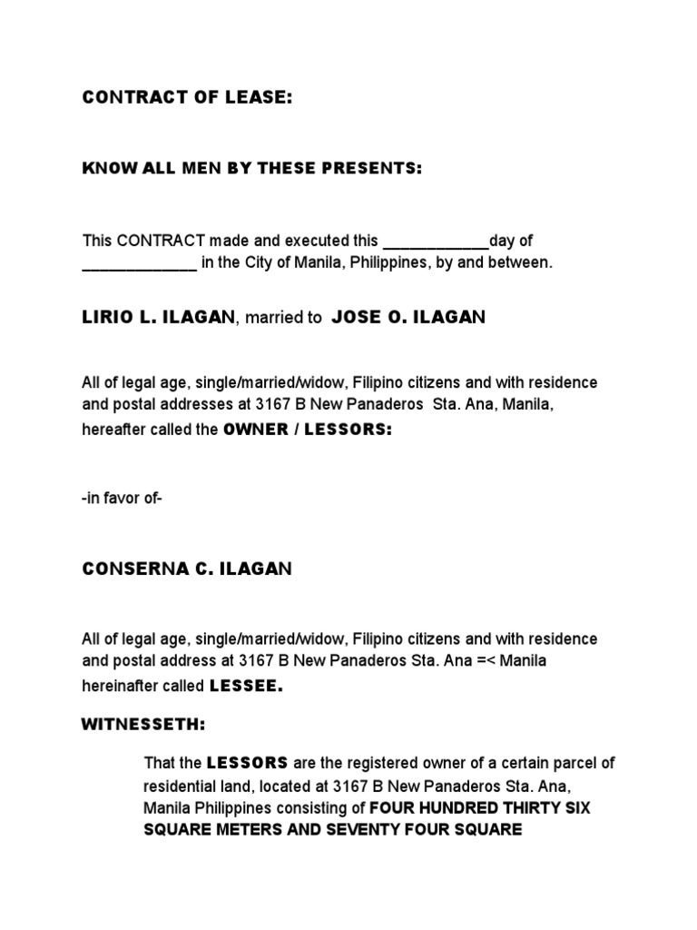 Contract of Lease | PDF | Lease | Real Property Law