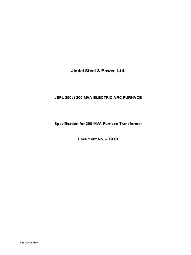 200 MVA Trafo Specification - 18082009 | PDF | Transformer | Mains ...