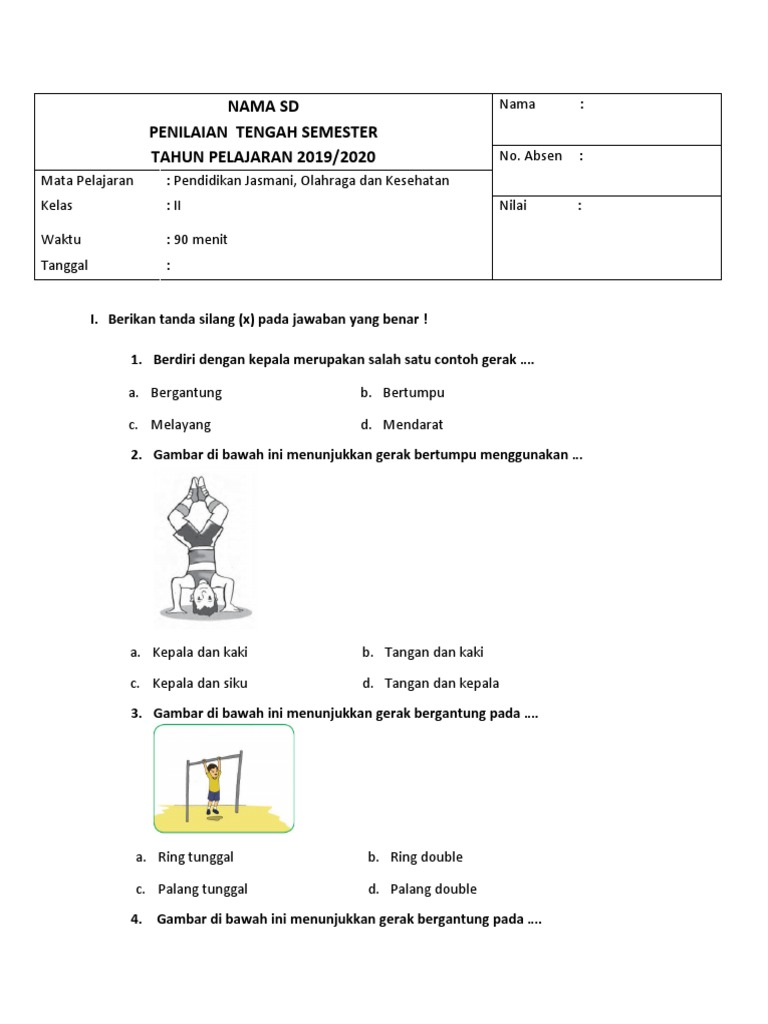 Soal Pts Pjok Kelas 2 | PDF