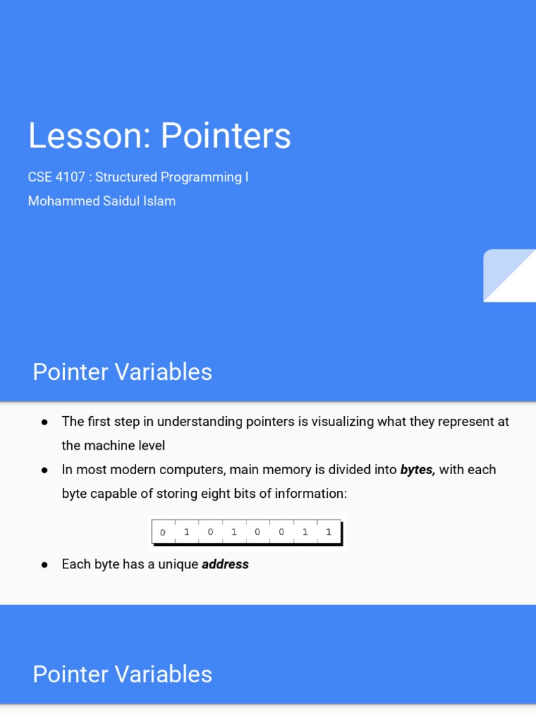 10 Pointers Pdf Pointer Computer Programming Variable Computer Science 1259