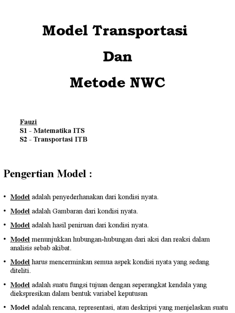 Materi 4. Model Transportasi Dan Metode NWC | PDF | Komputer