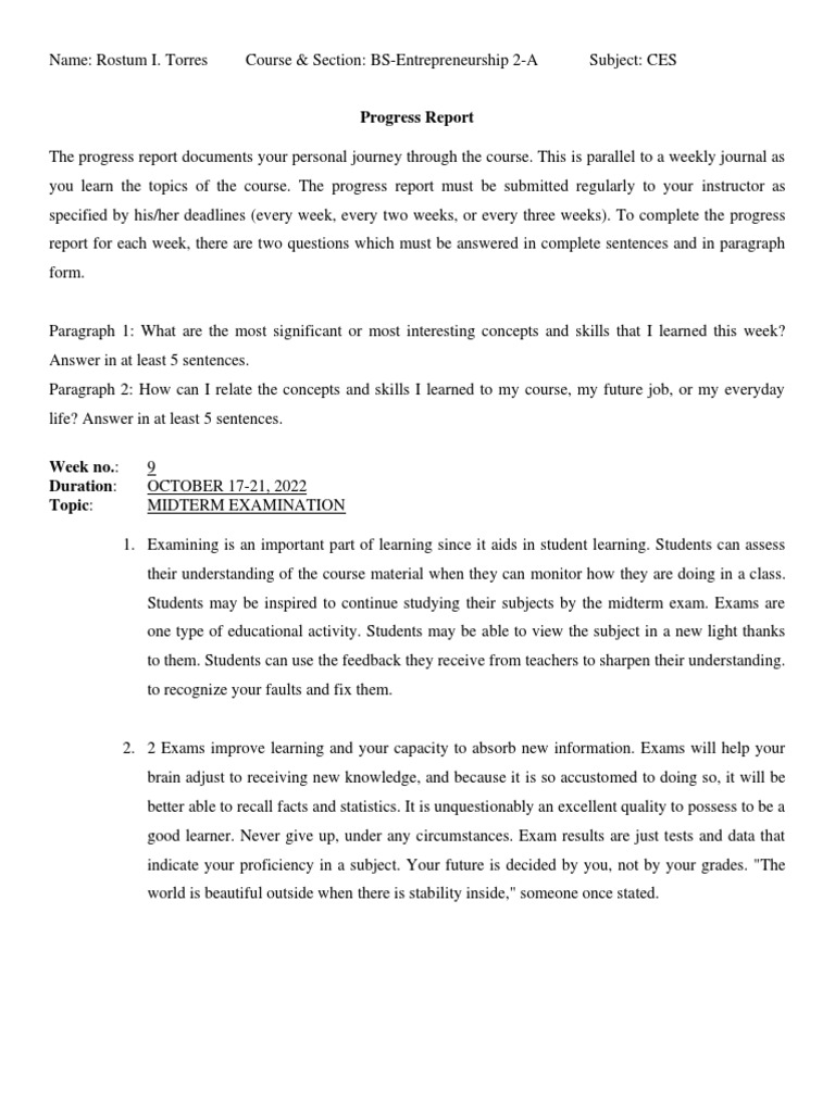 Progress Report Template | PDF | Hydroponics | Agriculture