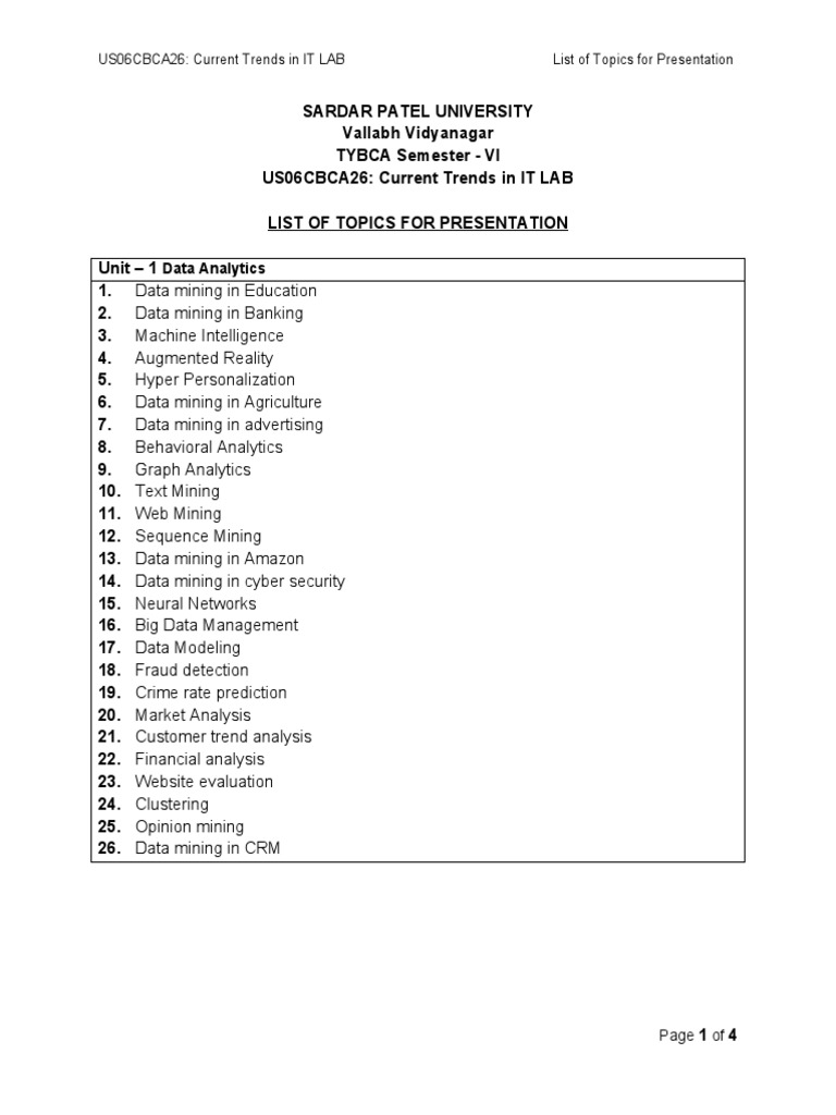 CIT LAB List of Presentation Topics | PDF | Search Engine Optimization ...