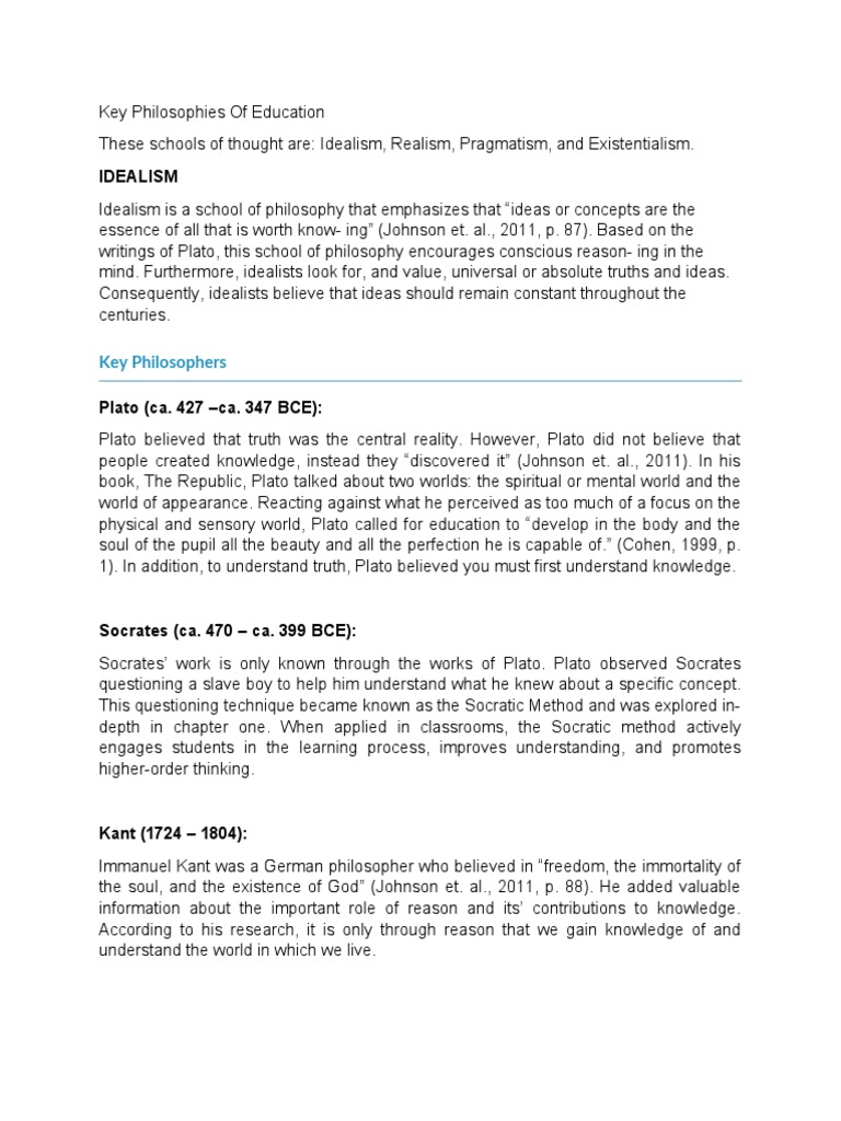 Key Educational Philosophies Explained | PDF | Philosophy