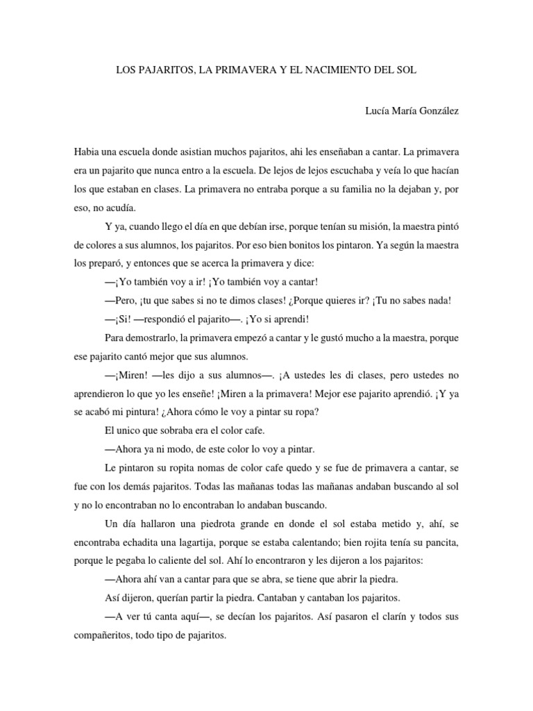 Los Pajaritos y El Nacimiento Del Sol | PDF