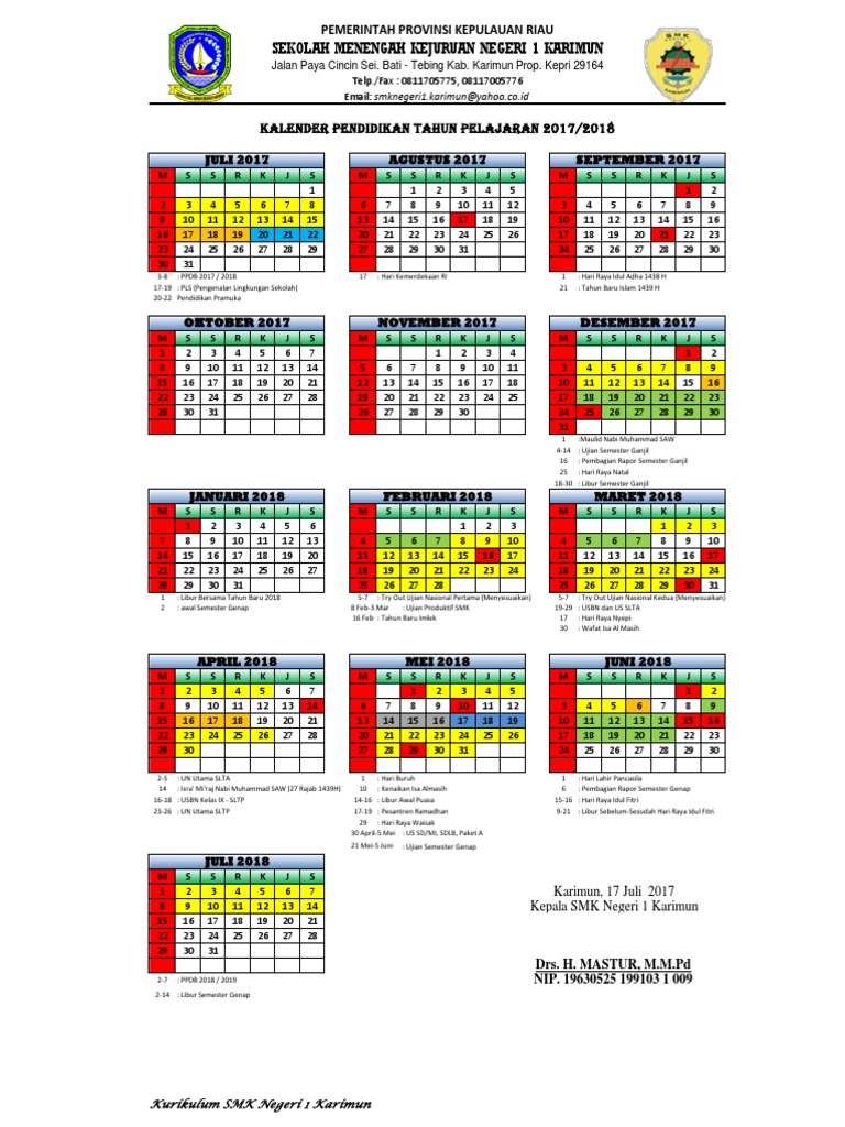 Kalender Pendidikan SMK N 1 Karimun | PDF