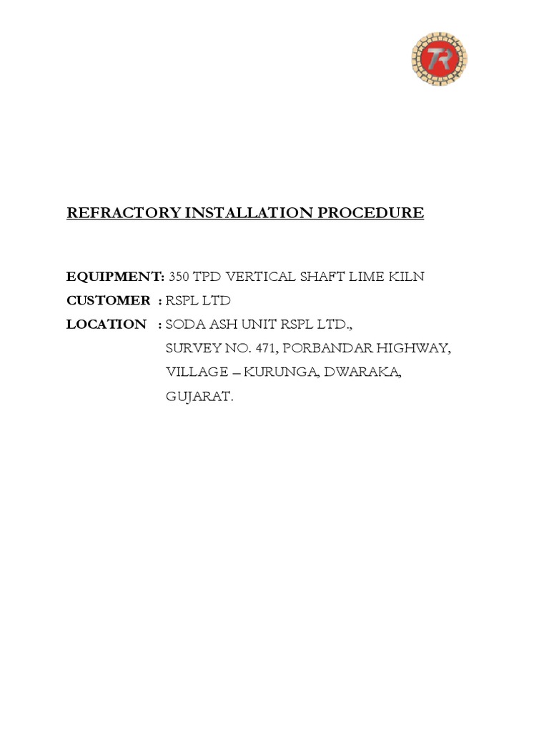 Refractory installation guide for lime kiln | PDF | Refractory | Brick