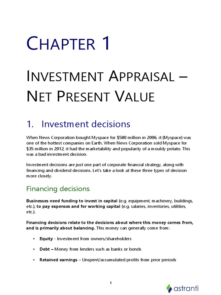Investment Appraisal | PDF | Net Present Value | Capital Budgeting