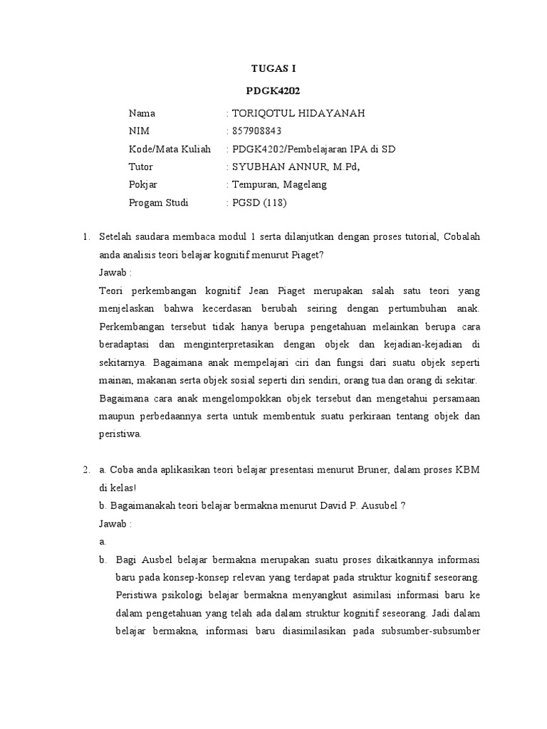 Tugas I Pdgk4202 | PDF