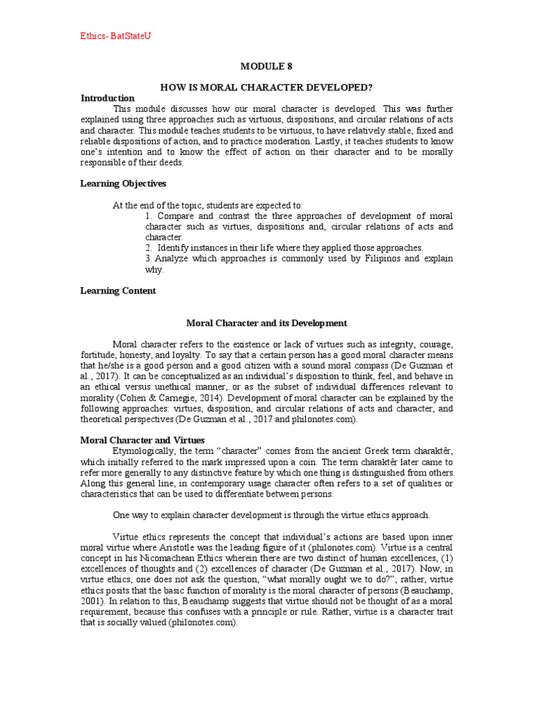 Ged 107 - Ethics Module 8 | PDF | Virtue | Virtue Ethics