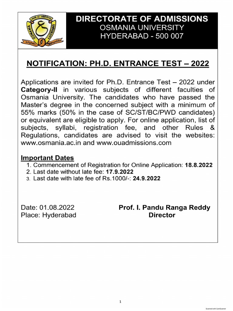 Ph.D. Notification | PDF