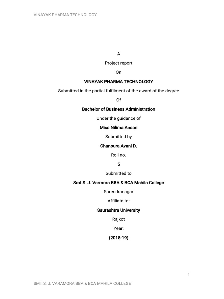 Avani Fy Bba Project | PDF Avani Fy Bba Project | PDF