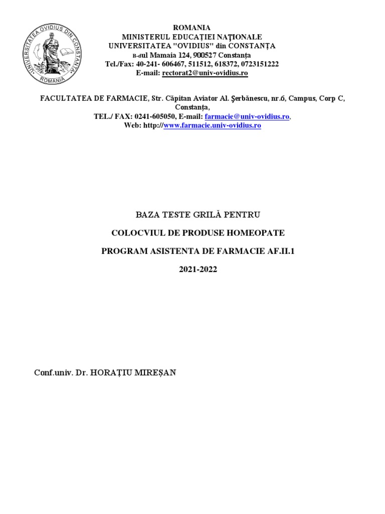 Baza Grile Produse Homeopate Studenti | PDF