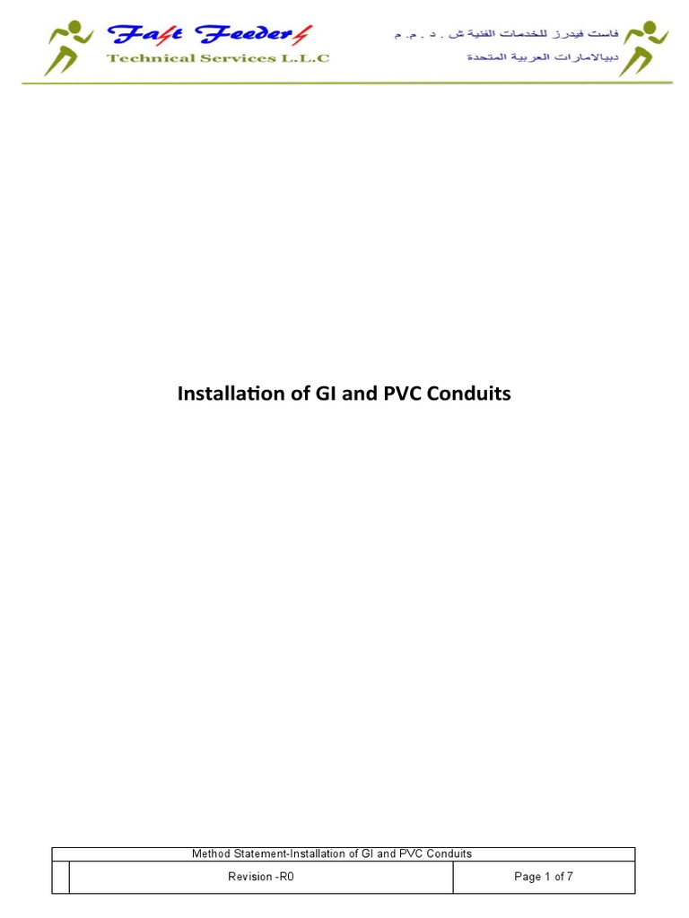 Method Statement - GI and PVC Conduits | PDF
