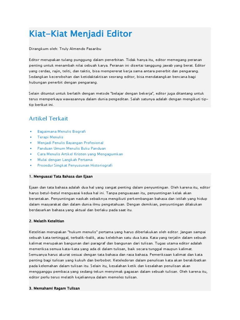 Kiat Menjadi Editor | PDF