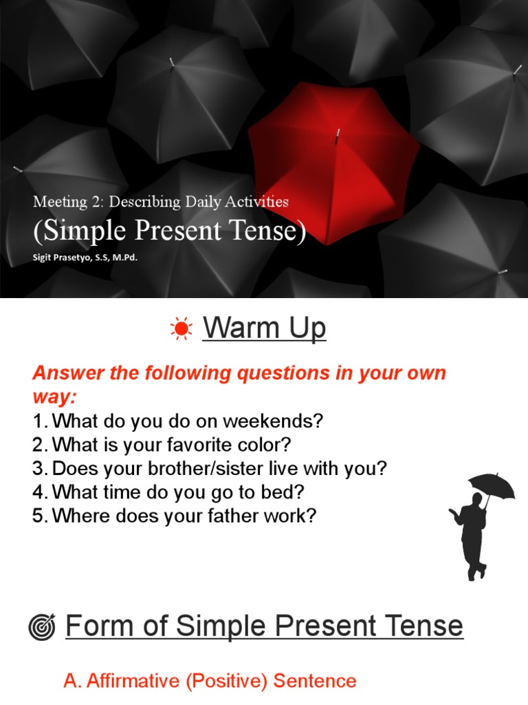 Meeting 2 - Describing Daily Activities - Simple Present Tense | PDF ...