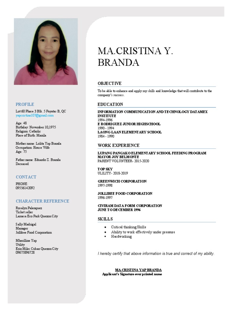 Cristina Resume | PDF
