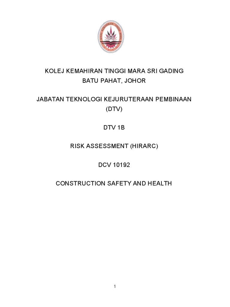 Risk Assessment Hirarc Pdf Laboratories Risk