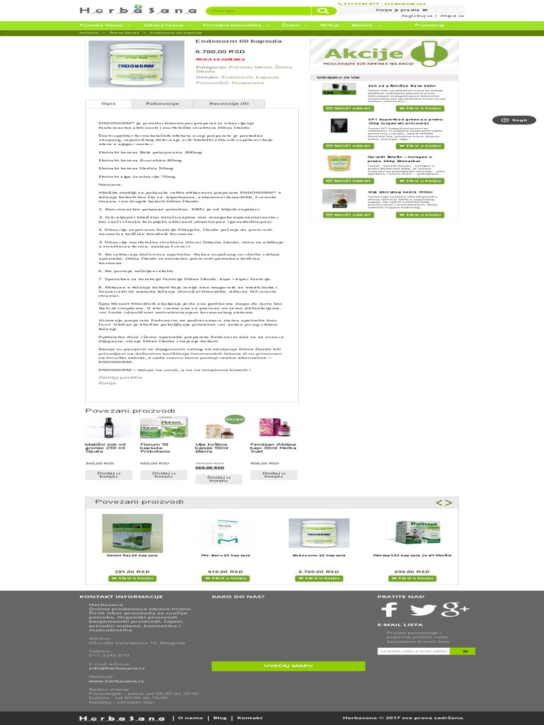 Endonorm 60 Kapsula - Herbasana | PDF