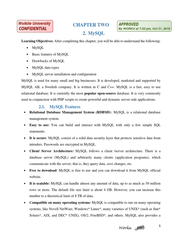 Chapter Two | PDF | My Sql | Databases