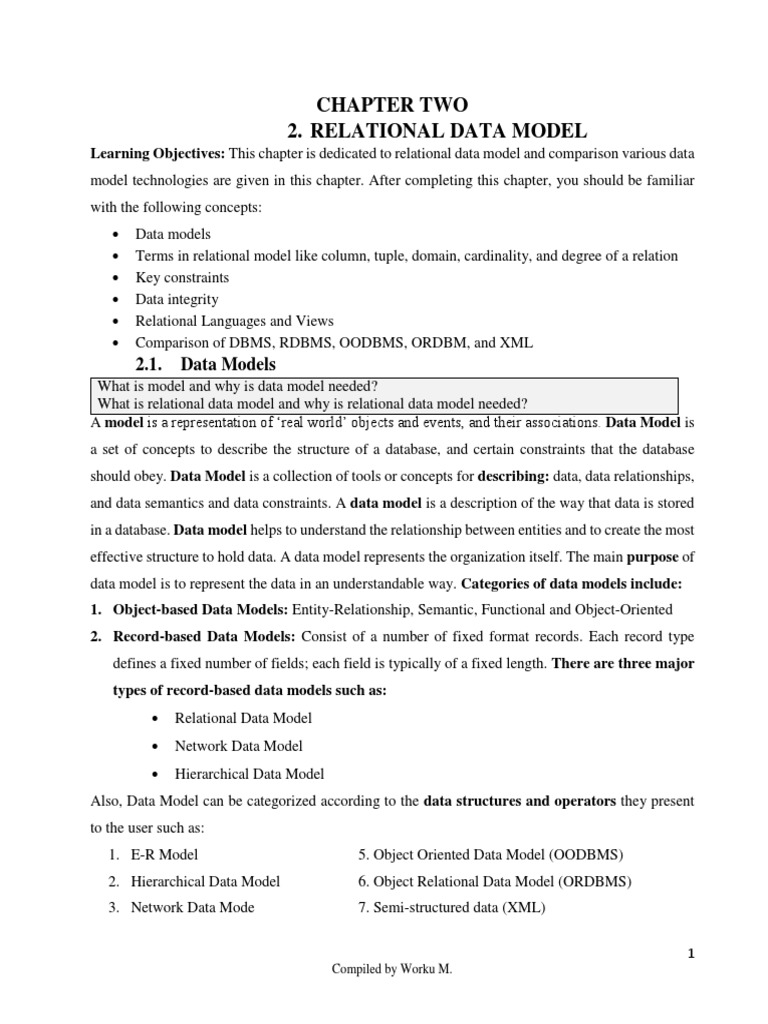 Db Chapter Two Nxdgix Pdf Relational Database Relational Model