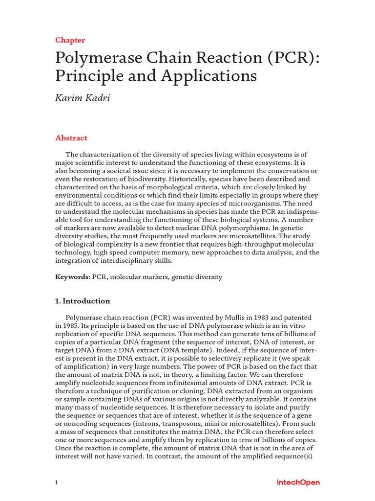 Polymerase Chain Reaction (PCR) Principle and Application | PDF