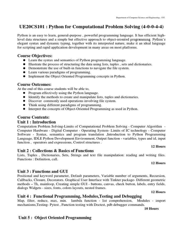 B.tech CSE Syllabus Handbook | PDF