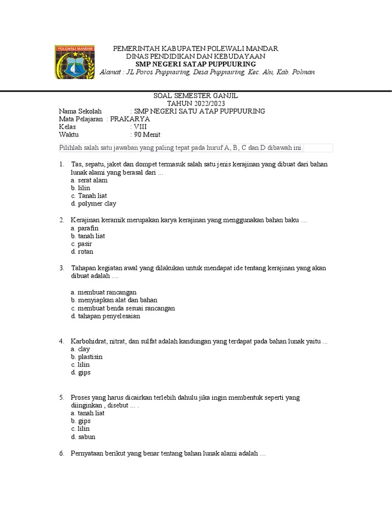 Soal Prakarya Kls 8 Gazal | PDF