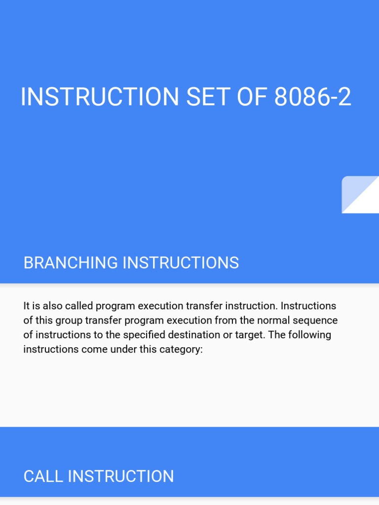 Instruction Set 8086-2 | PDF | Subroutine | Computer Architecture