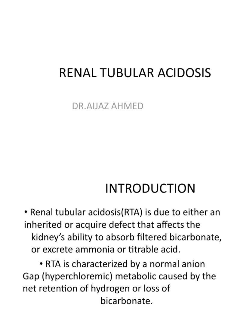 Renal Tubular Acidosis | PDF | Human Diseases And Disorders | Causes Of ...