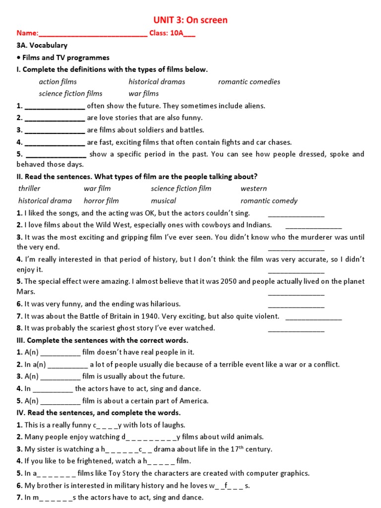 On screen vocabulary | PDF