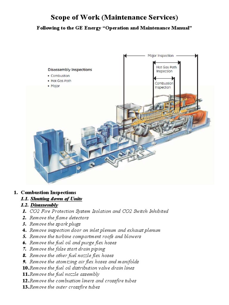 Scope of Work Gas Turbine | PDF | Combustion | Wear