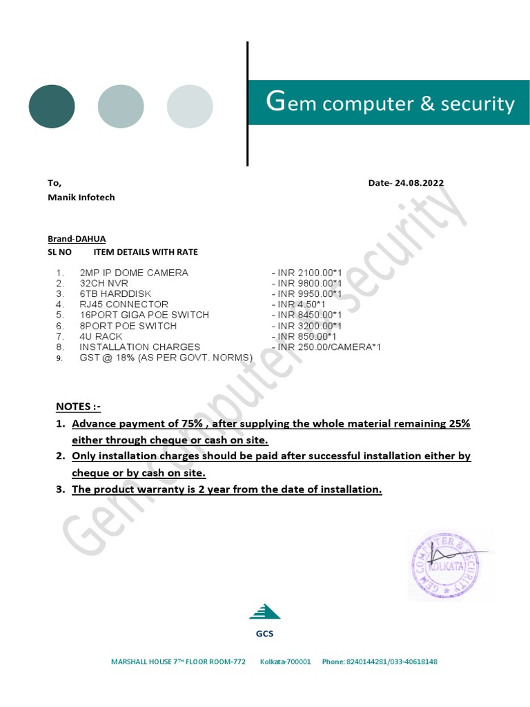 Manik Infotech Quotation New 1pcs | PDF | Computers | Technology & Engineering