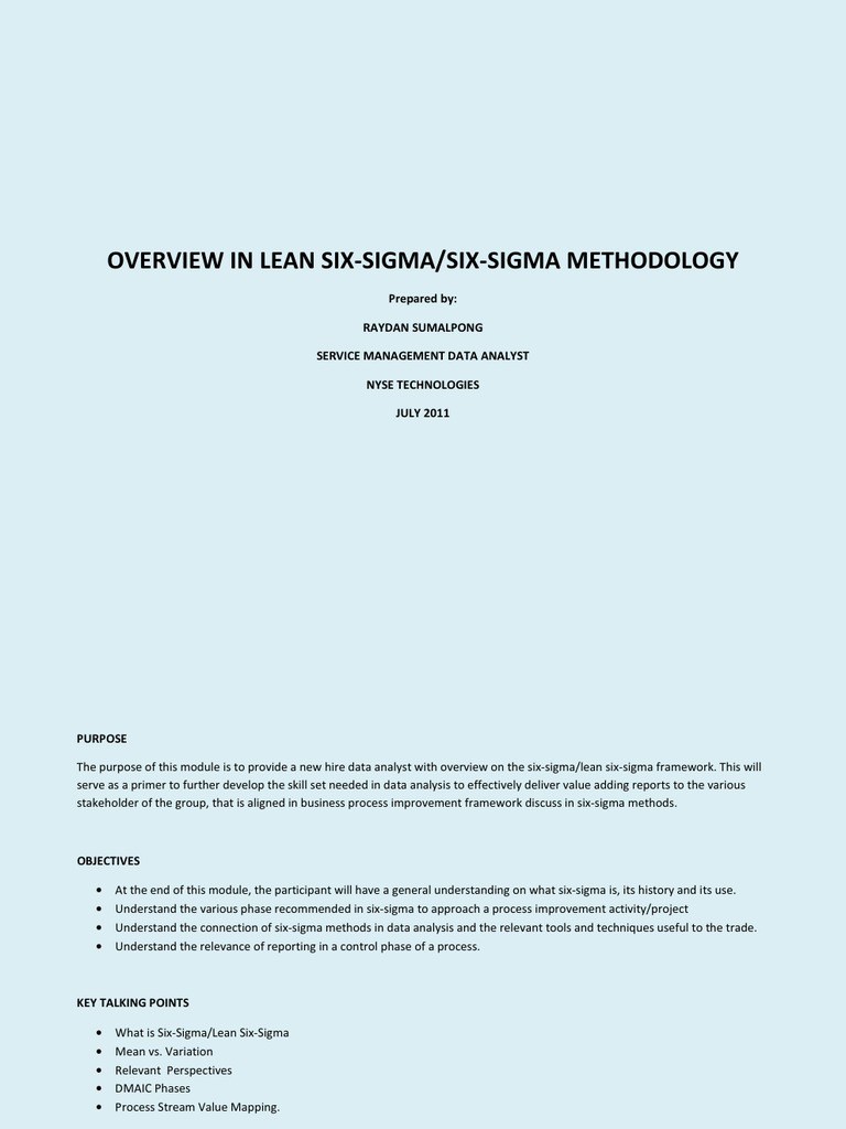 Overview On Lean Six-Sigma | PDF